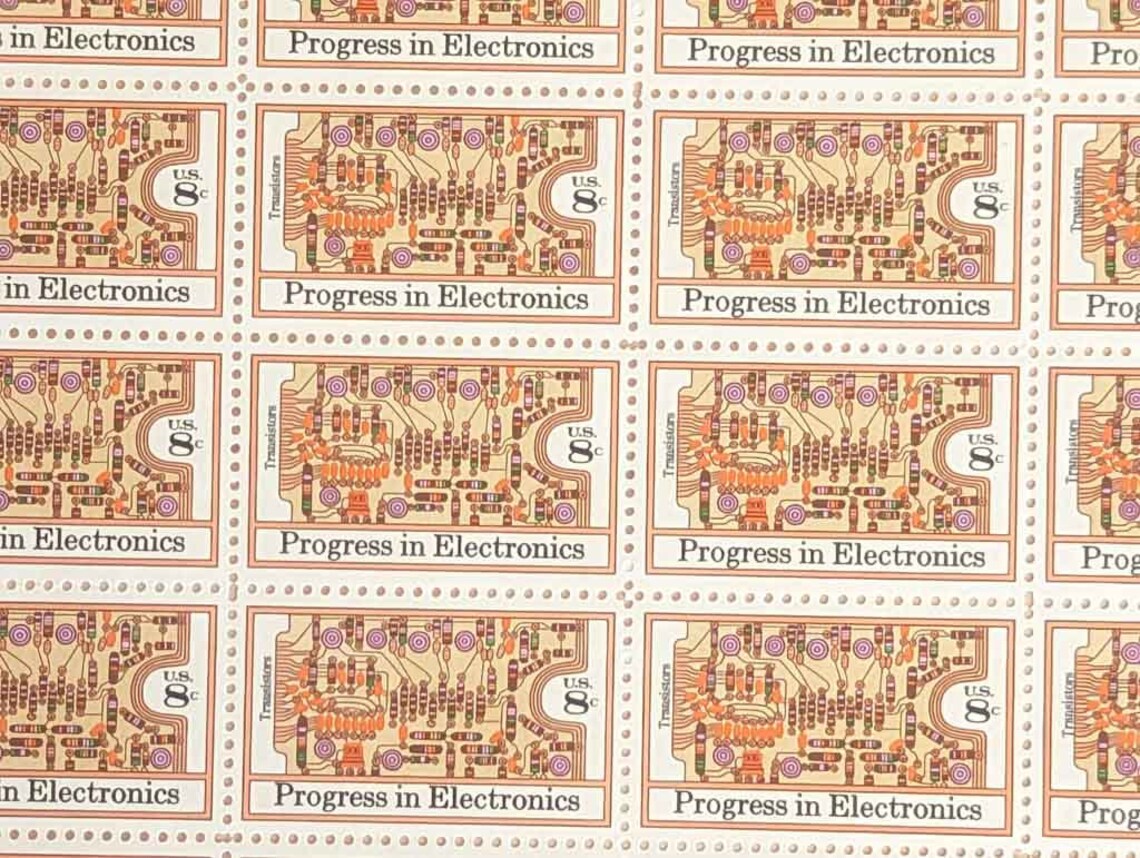 Sheet of 50 Progress in Electronics Stamps, 1973 Unused Postage Stamps ...