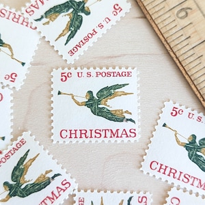 10 Christmas Angel Stamps, 5 Cent 1965 Unused Postage Stamps, Christmas ...