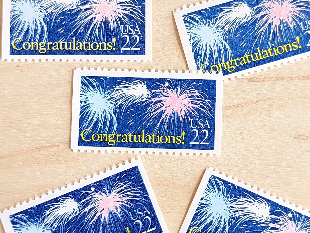 5 Congratulations Stamps, 22 Cent, 1987, Unused US Postage Stamps - Etsy