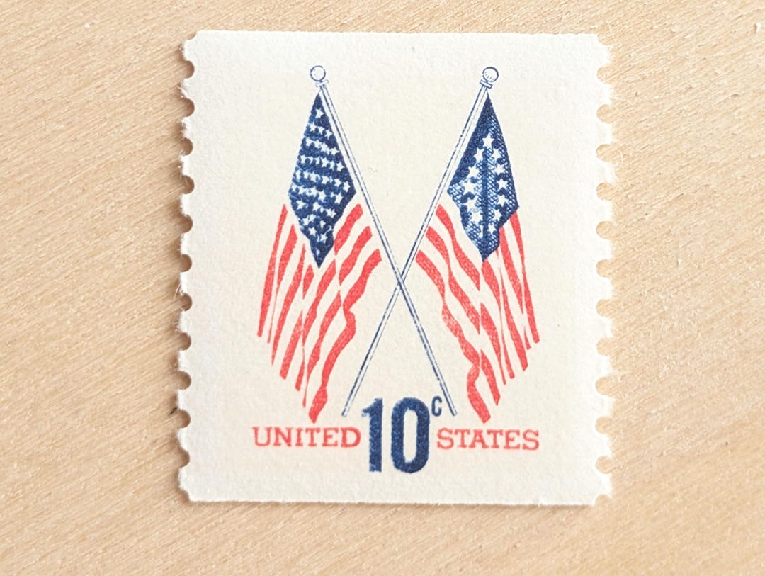 Set of 10 United States Flag Stamps, Vintage Unused USPS 10 Cent ...