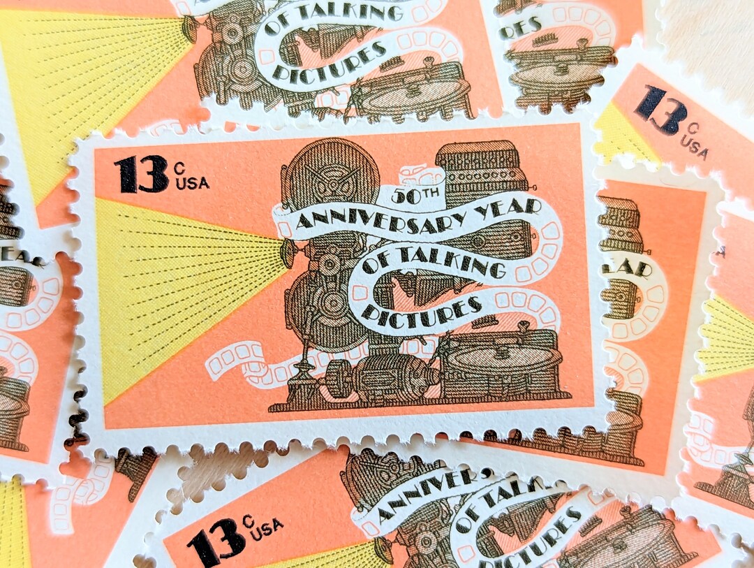10 50th Anniversary Year of Talking Pictures Stamps, 13 Cent 1977 ...