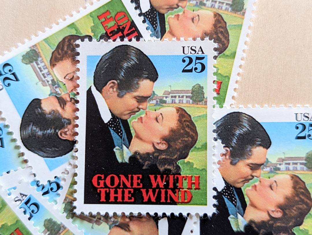 10 Gone With the Wind Stamps, Vintage Unused USPS 25 Cent Stamps, 1990 ...