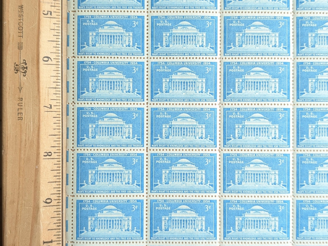 Sheet of 50 Columbia University Stamps, 3 Cent 1954 Unused US Postage ...