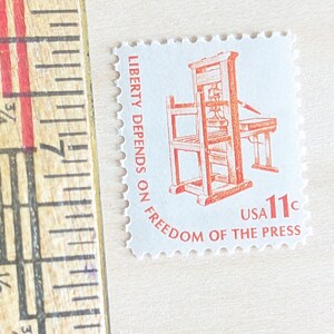 10 Liberty Depends on Freedom of the Press Stamps, 1977 Unused Postage ...