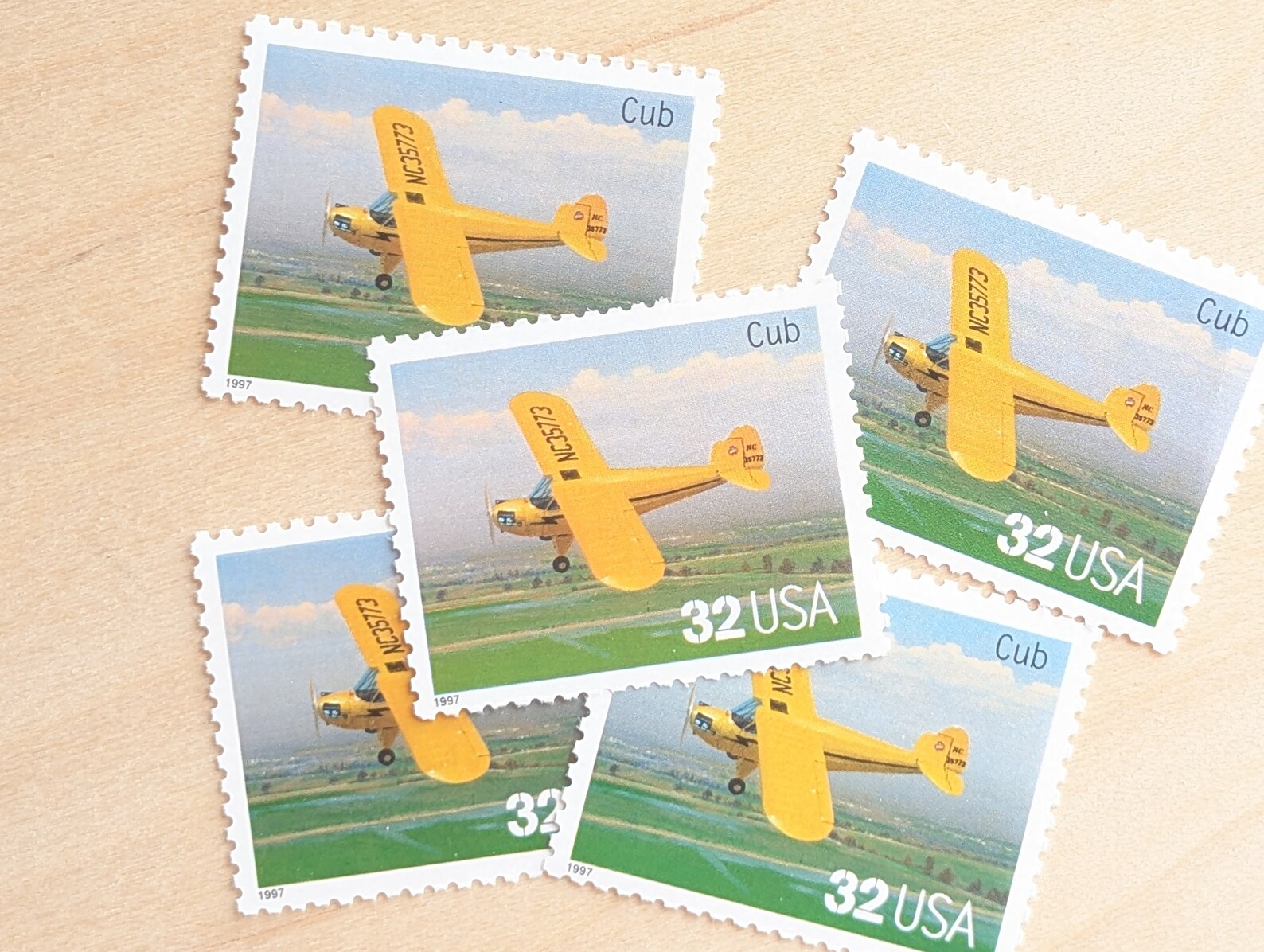 5 Cub Classic American Aircraft Stamps, Unused US Postage Stamps, 1996 ...