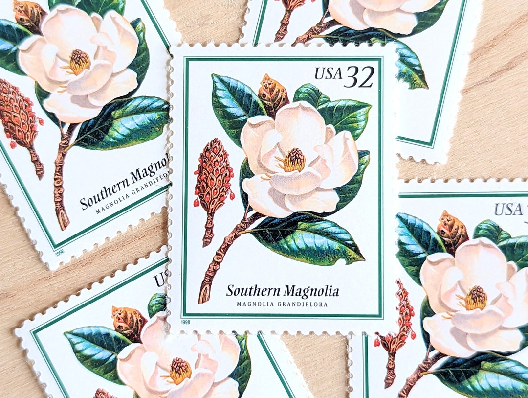 5 Southern Magnolia Stamps, 32 Cent, Flowering Tree Stamps, 1998 ...
