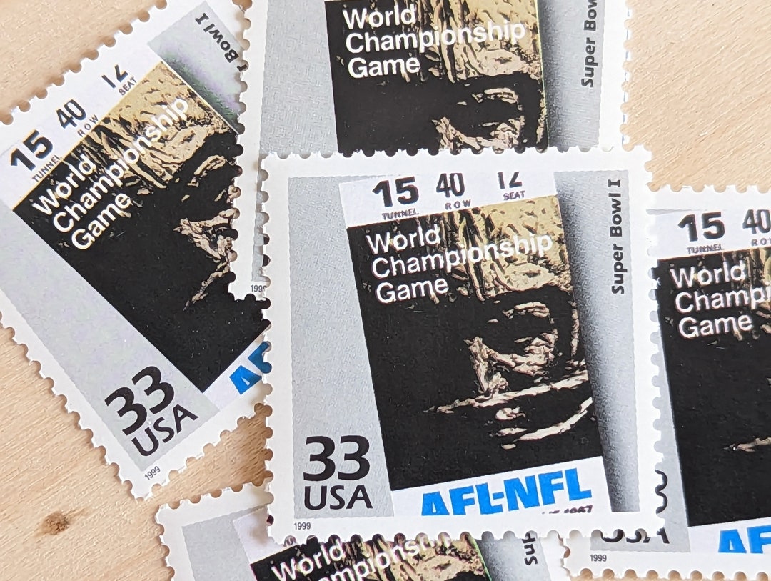 5 Super Bowl Football Stamps, Vintage Unused USPS 33 Cent Postage ...