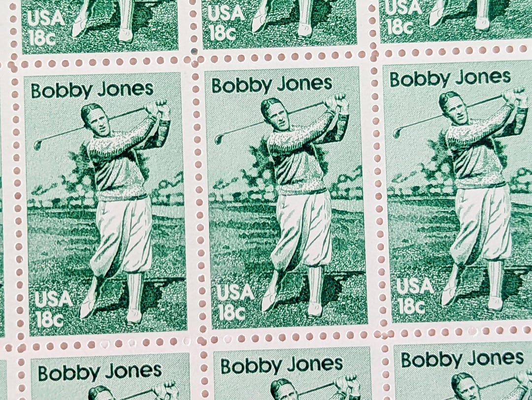 Sheet of 50 Bobby Jones Stamps, Vintage Unused USPS 18 Cent Postage ...
