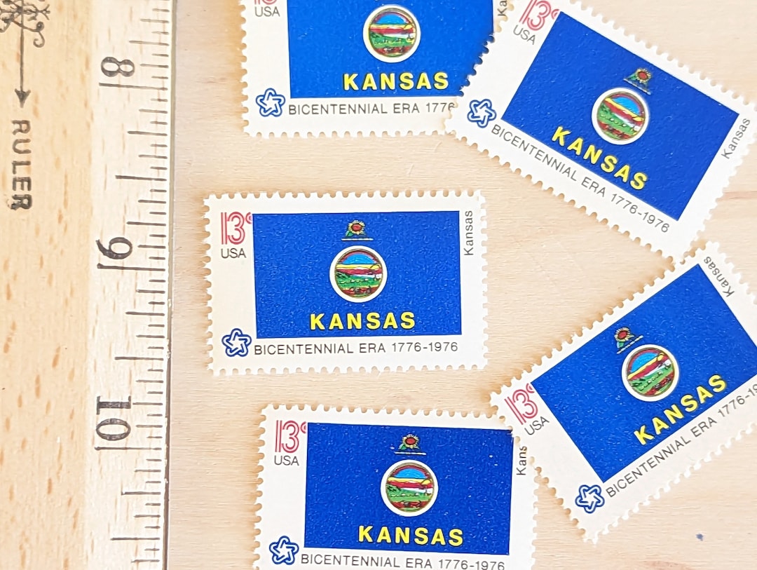 10 Kansas State Flag Stamps, 13 Cent, 1976, State Flag, Unused Postage ...