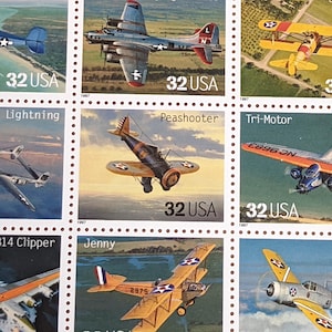 Classic American Aircraft, US Postage Stamp Sheet, 1996, Twenty 32 Cent ...