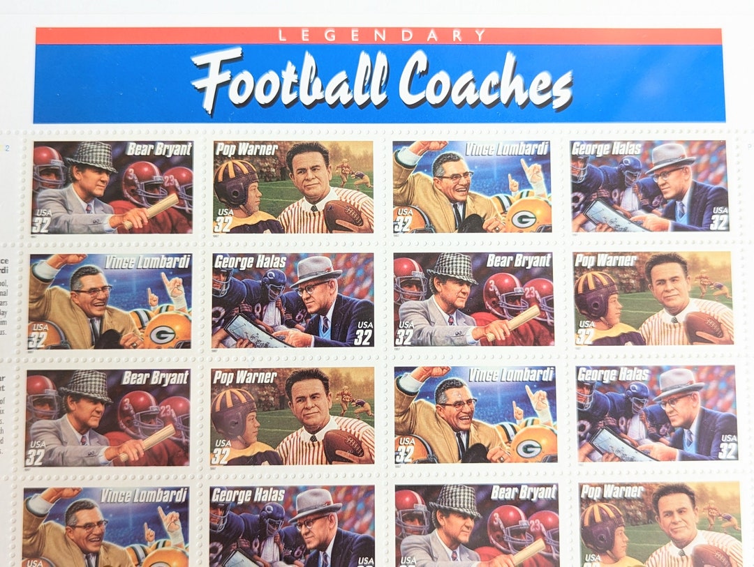 Sheet of 20 Legendary Football Coaches Stamps, Unused US Postage Stamps ...