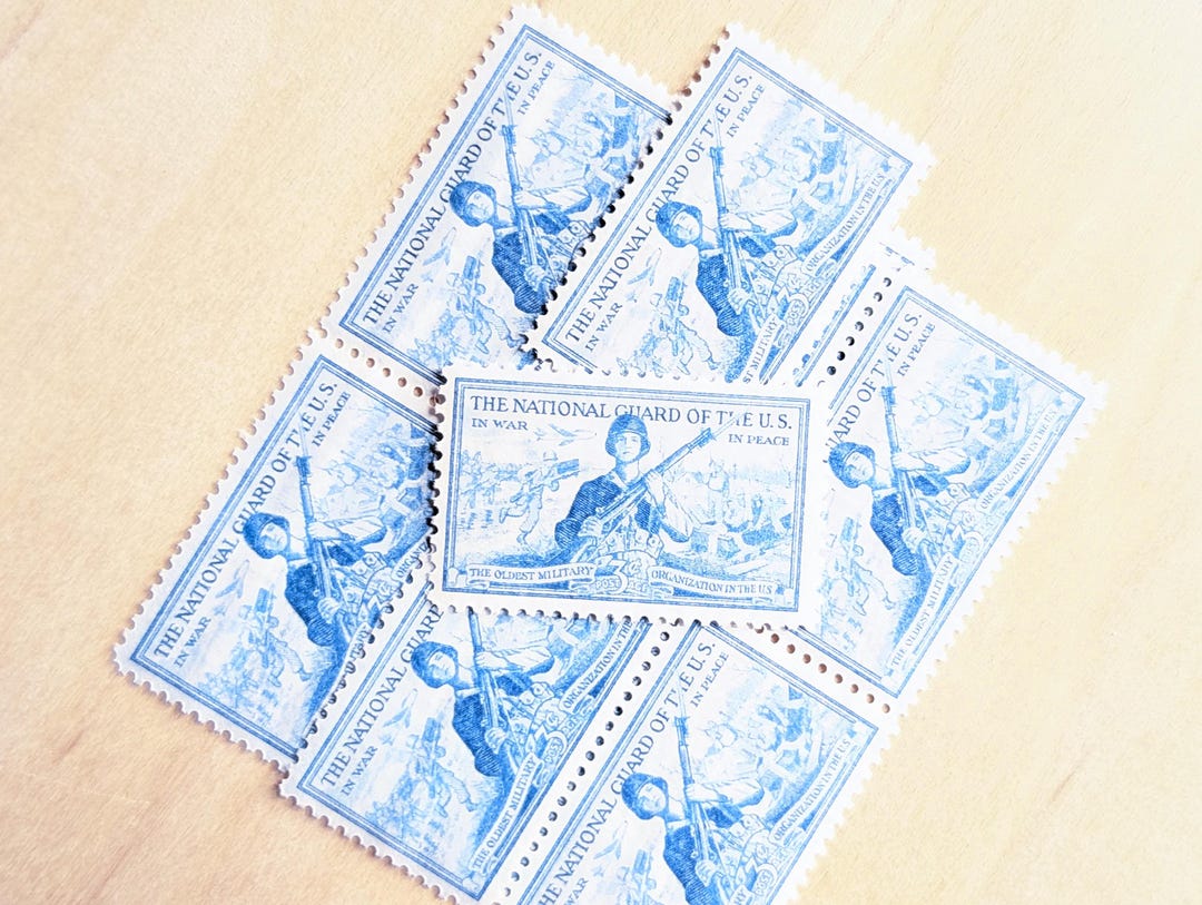 10 National Guard Stamps, 3 Cent USPS Postage Stamps, Vintage ...