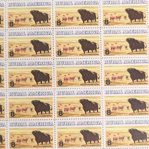 Sheet of 50 Rural America Angus Cattle 1873-1973 Stamps, 8 Cent, 50 ...