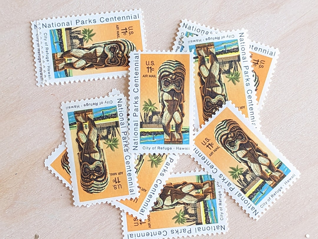 10 National Parks Centennial City of Refuge Hawaii Stamps, 11 Cent 1972 ...
