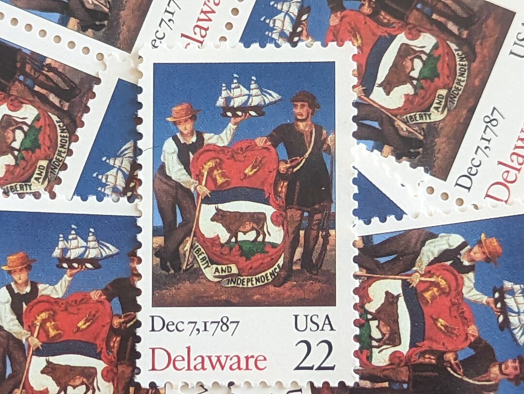 10 Delaware Stamps, Unused Postage Stamps, 22 Cent Stamps, State Stamps ...