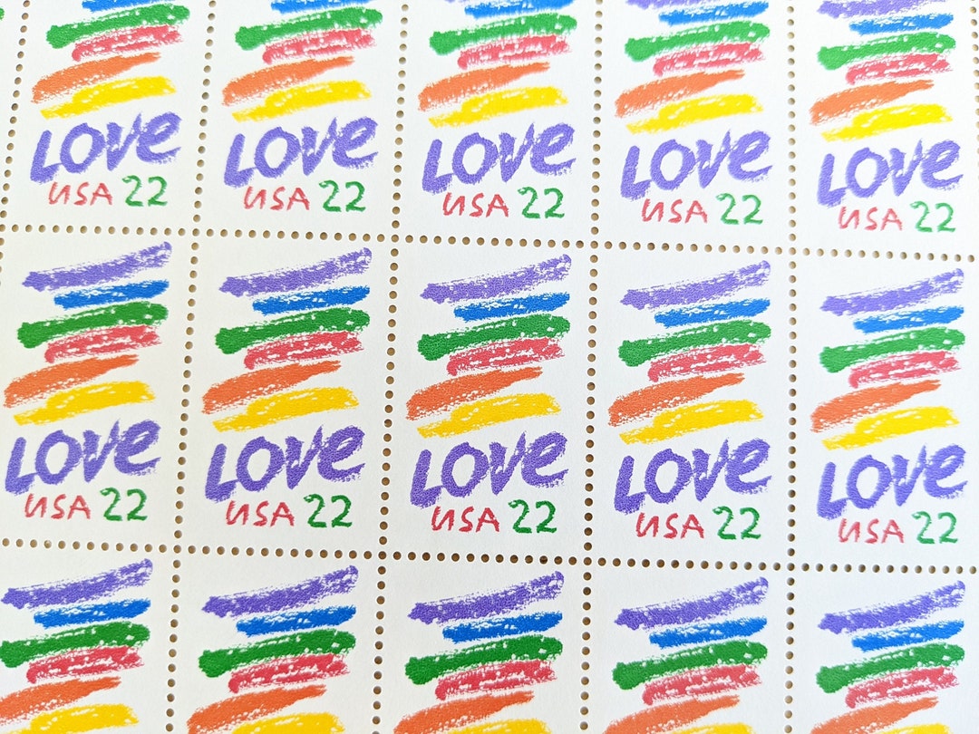 Sheet of 50 Rainbow Crayon Love Stamps, 22 Cent, Unused Stamps, 1986 ...