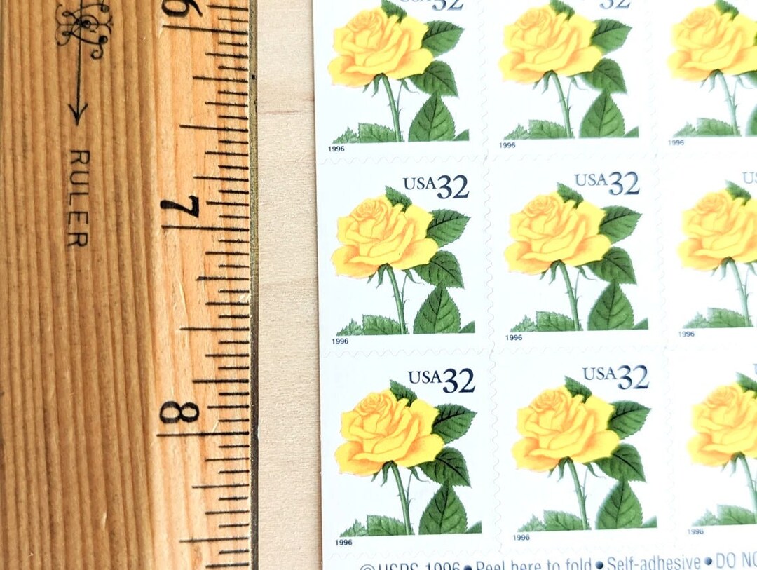Sheet of 20 Yellow Rose Stamps, 1996 Unused Postage Stamps, 32 Cent ...