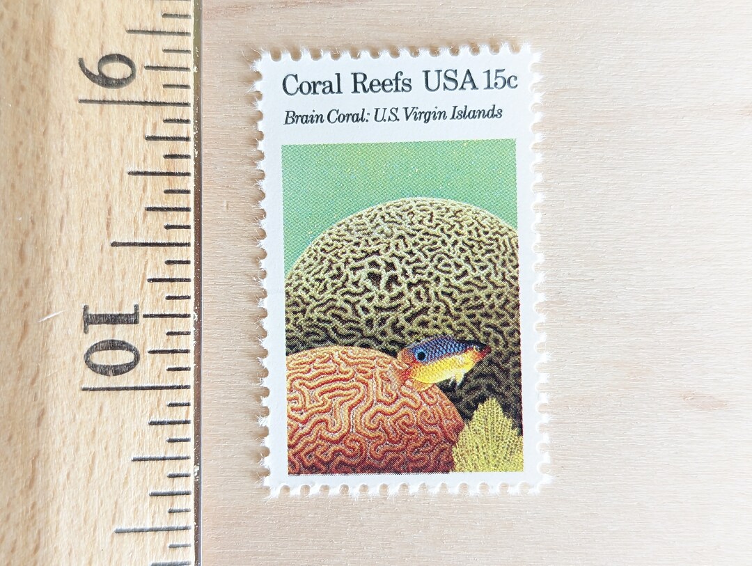10 Coral Reefs Stamps, Brain Coral: U.S. Virgin Islands, 1980 Unused ...