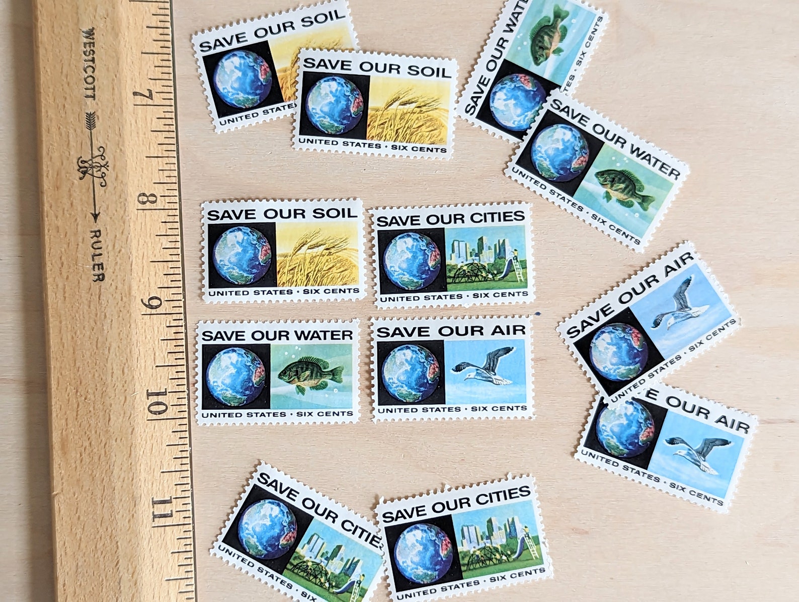 12 Anti-pollution Stamps, 1970 Unused Postage Stamps, 6 Cent Stamps ...