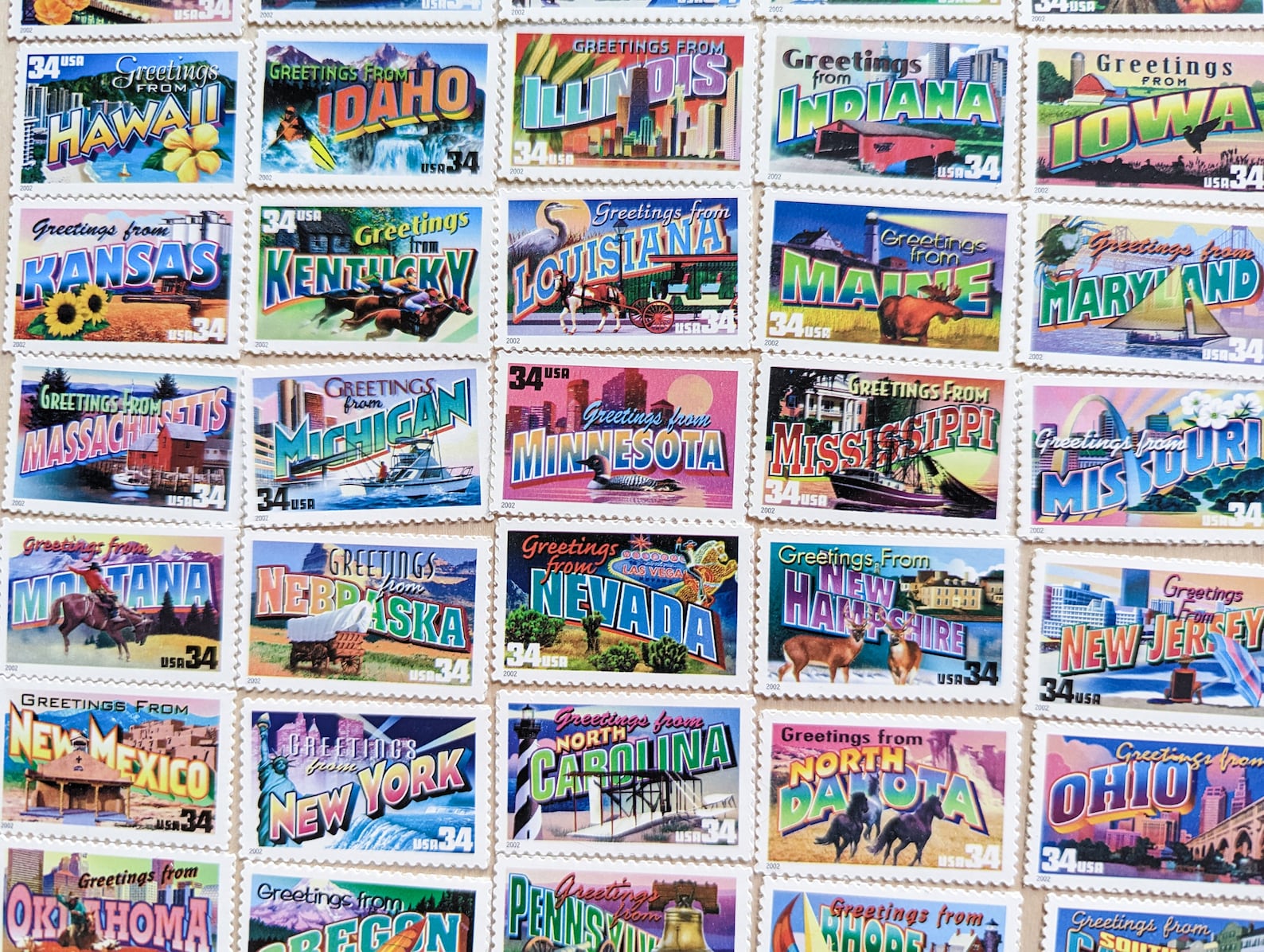 Choose Your State Greetings From. . . Vintage Style Postcard Postage ...