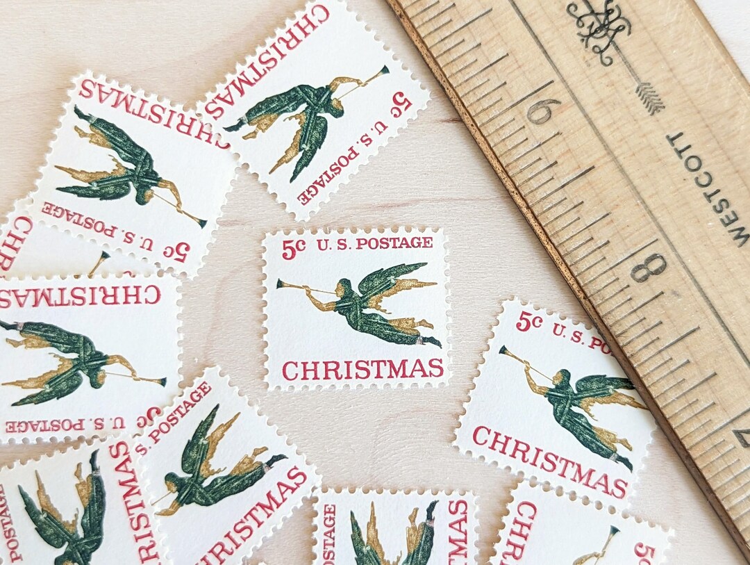 10 Christmas Angel Stamps, 5 Cent 1965 Unused Postage Stamps, Christmas ...