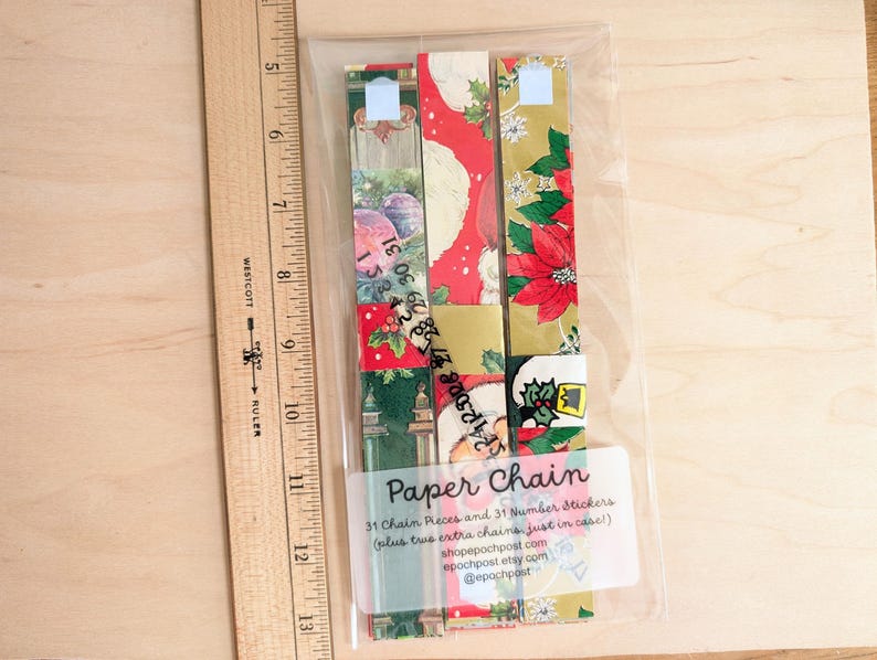 Double Sided Christmas Paper Chain Kit, Floral or Christmas Vintage ...
