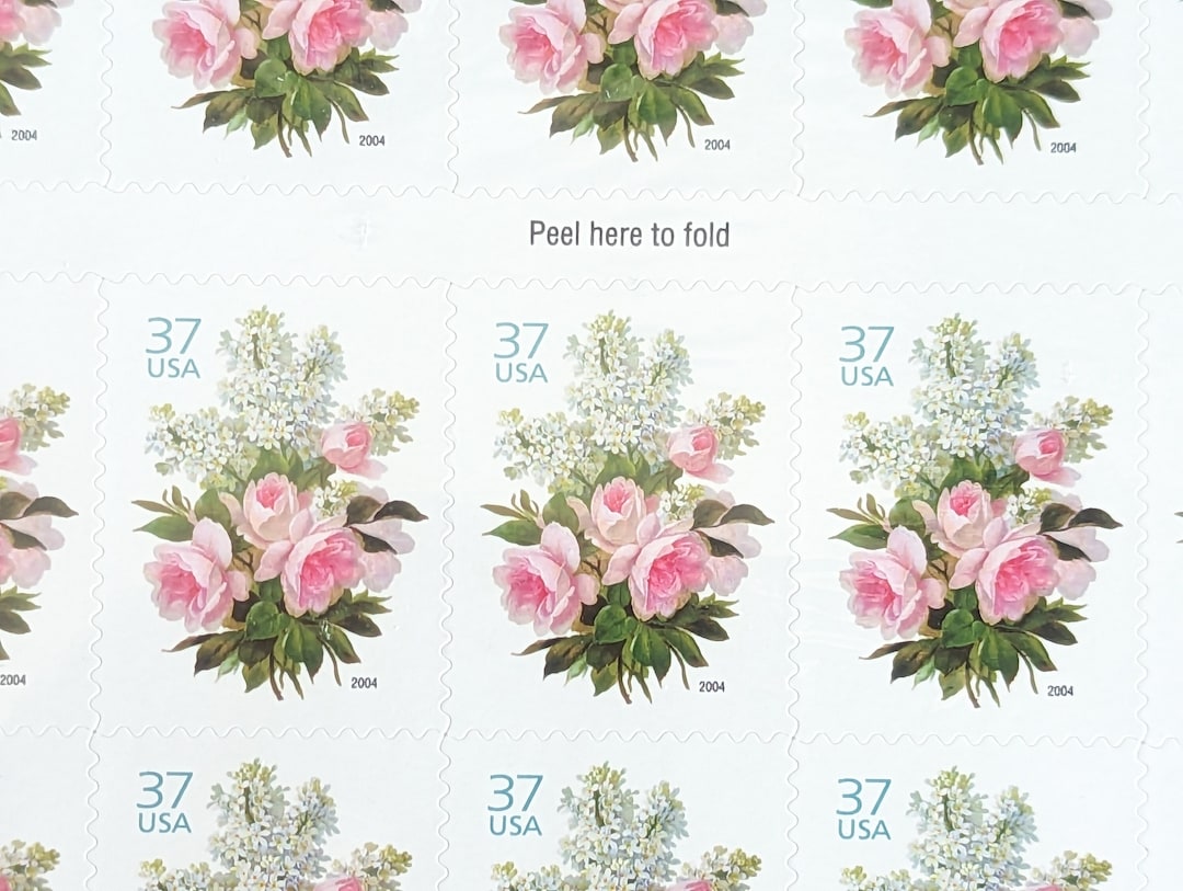 Sheet of 20 Garden Boquet Postage Stamps, 37 Cent Stamps, 2003, Pink ...