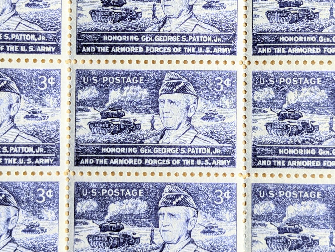 Sheet of 50 George S. Patton Jr. Stamps, U.S Army 3 Cent 1953 Unused US ...
