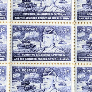 Sheet of 50 George S. Patton Jr. Stamps, U.S Army 3 Cent 1953 Unused US ...