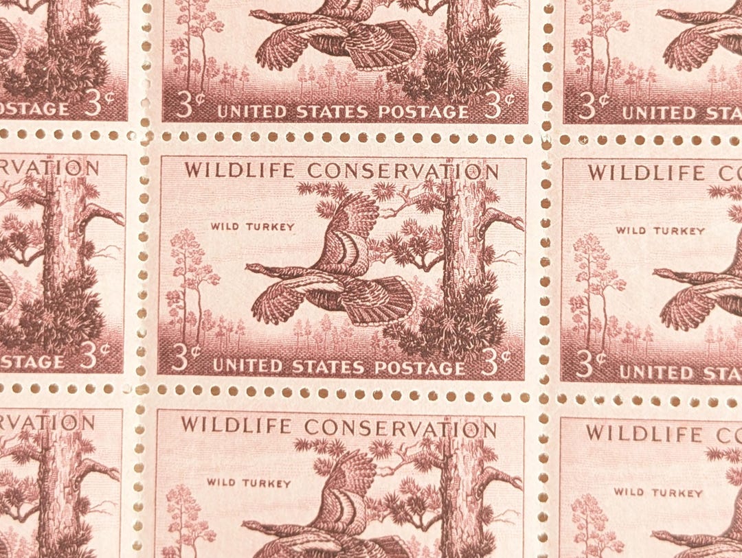 Sheet of 50 Wildlife Conservation Stamps, Wild Turkey, 3 Cent 1956 ...