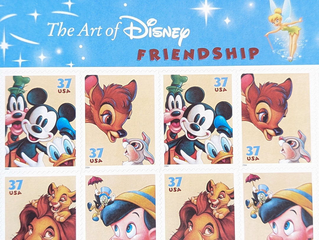 Sheet of 20 the Art of Disney Friendship Stamps, Vintage Unused USPS 37 ...