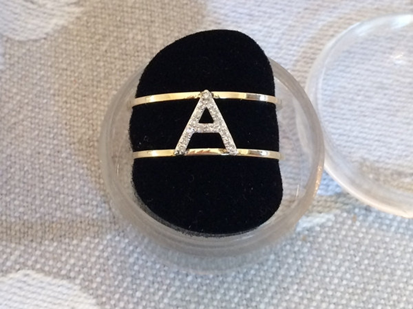 14k Diamond Initial Ring 14k Solid Gold Personalized - Etsy