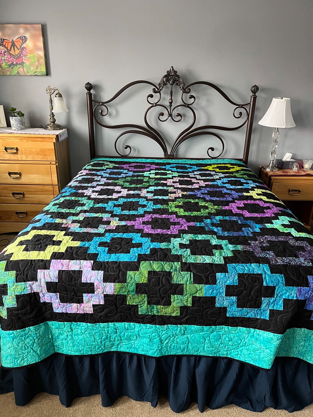 Queen Patchwork Quilt Handmade, Batik Queen Size Quilt, Homemade Quilts ...