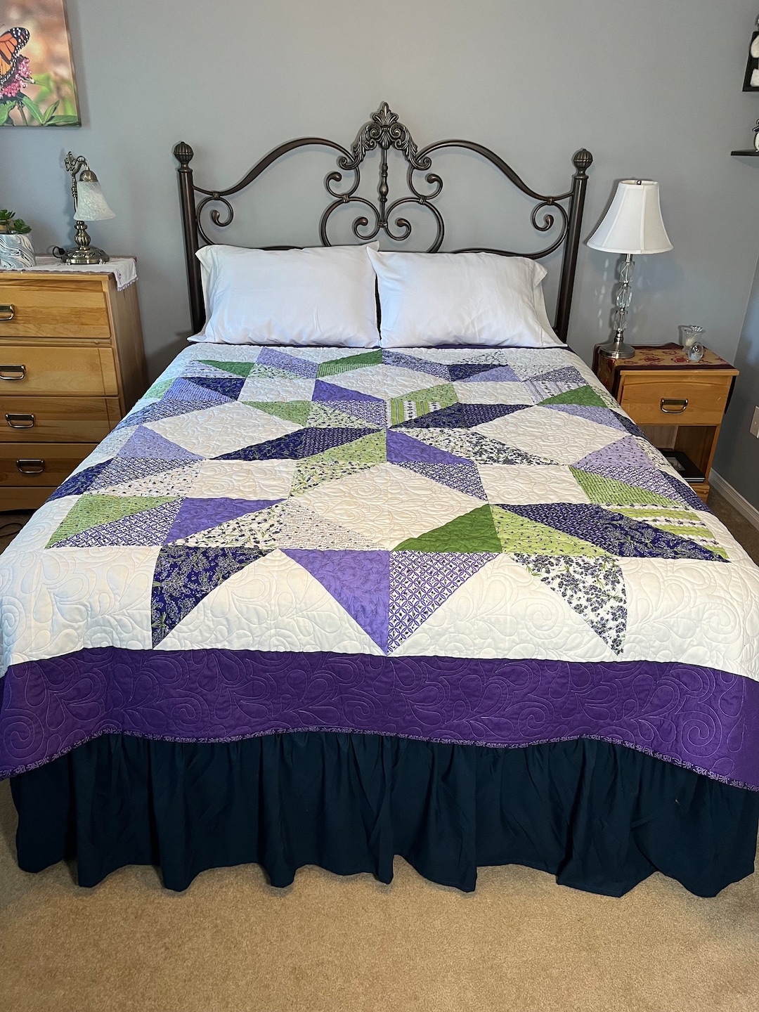 Queen Patchwork Quilt, Handmade Carpenter Star Full Size Quilt ...