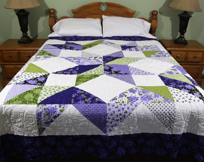 Queen Patchwork Quilt Handmade Carpenter Star Full Size - Etsy