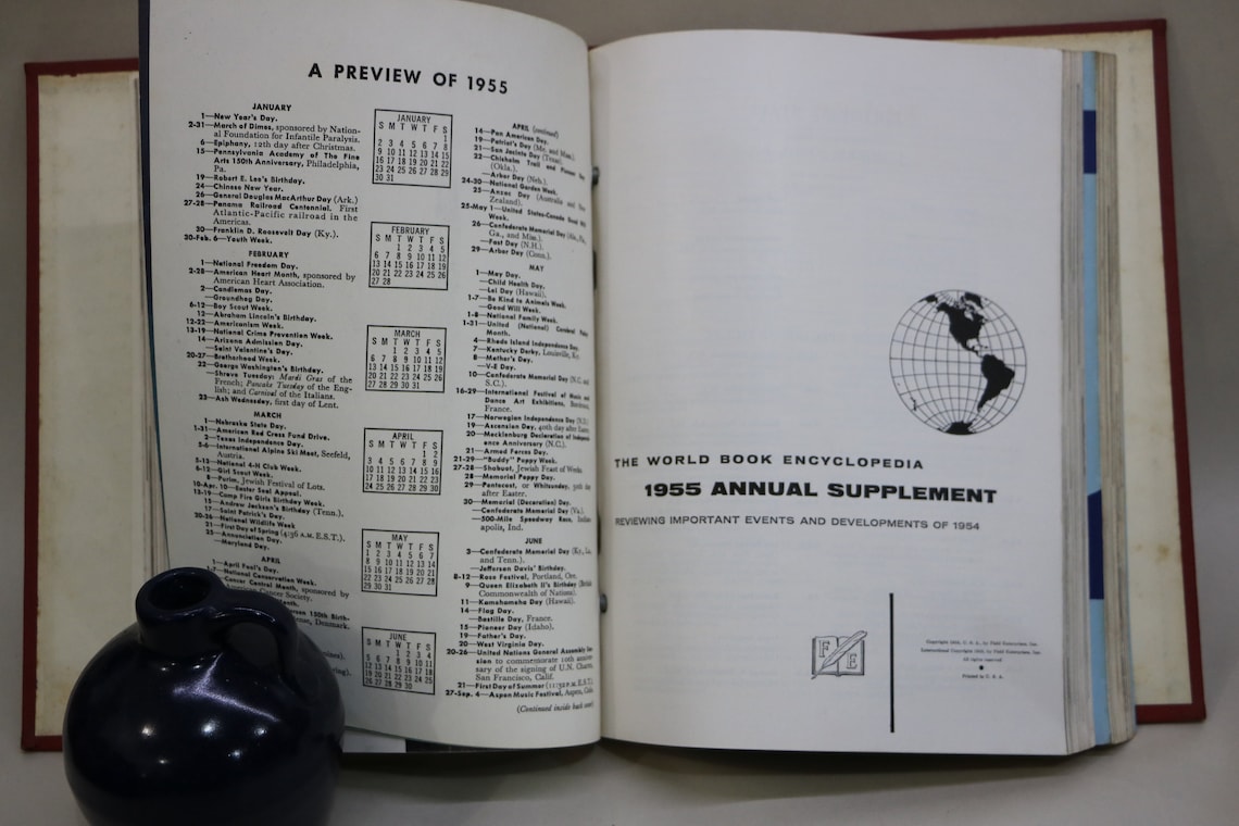 1950's the World Book Encyclopedia Annual Supplements Lot of 3 Books W ...