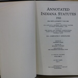 Black Indiana Law Books | Burns Indiana Statutes Annotated 1933 - Big ...
