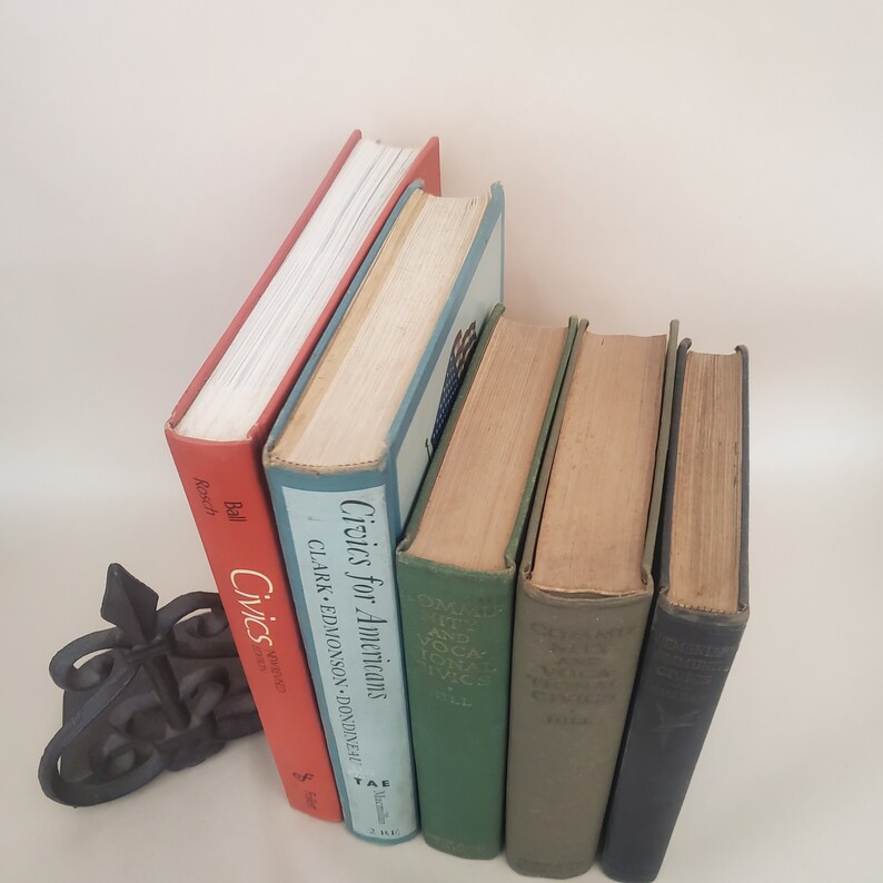 American Civics Vintage Textbook School Books Hardcover Stacked Books ...