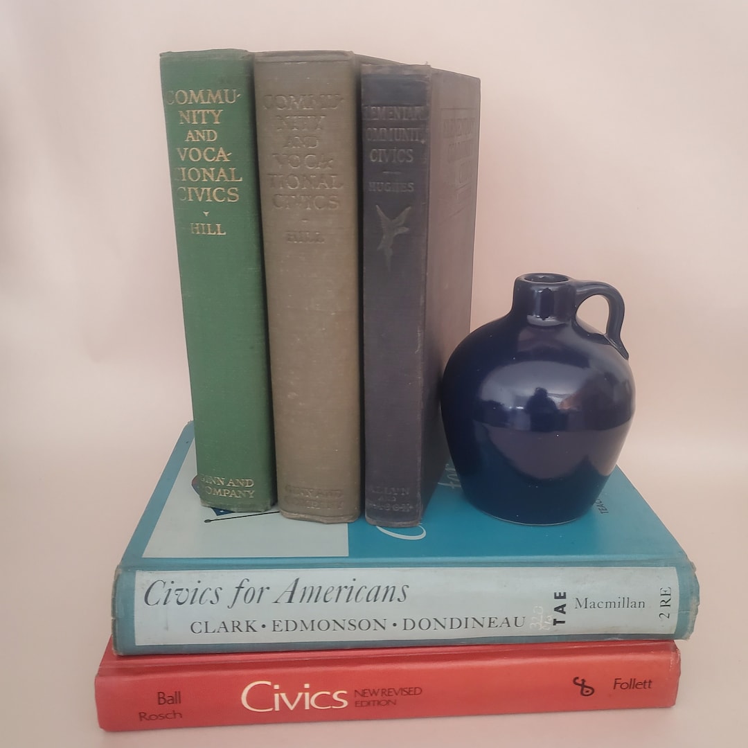 American Civics Vintage Textbook School Books Hardcover Stacked Books ...
