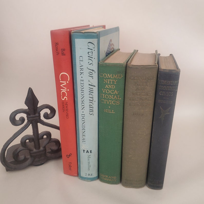 American Civics Vintage Textbook School Books Hardcover Stacked Books ...