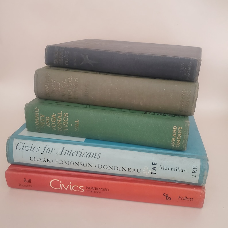 American Civics Vintage Textbook School Books Hardcover Stacked Books ...