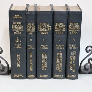 Black Indiana Law Books | Burns Indiana Statutes Annotated 1933 - Big ...