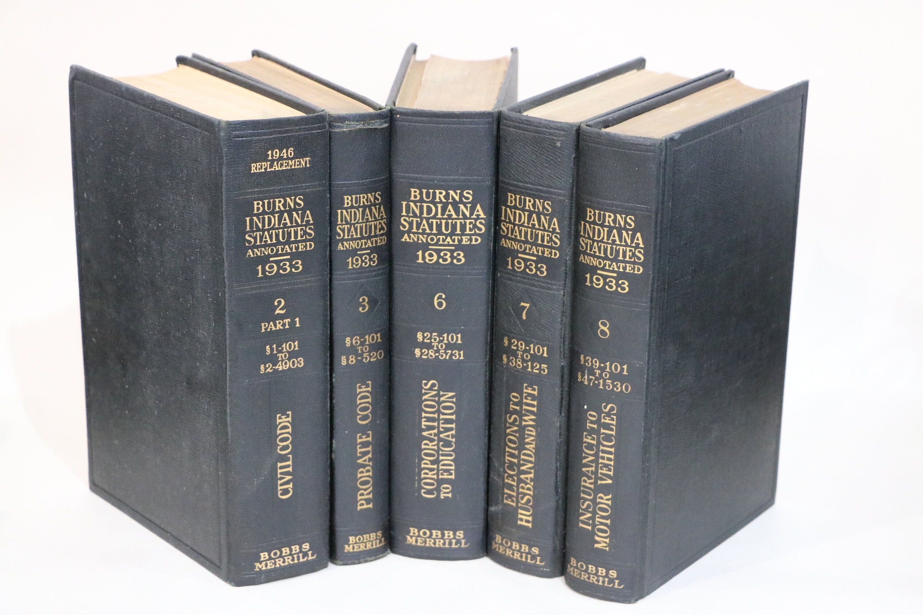 Black Indiana Law Books | Burns Indiana Statutes Annotated 1933 - Big ...