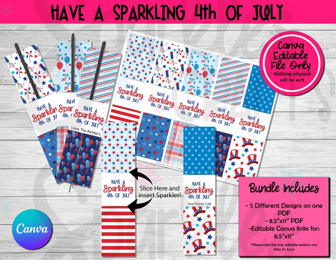 Have a Sparkling 4th of July, Fourth of July Gift Tag, Party Favor Tag ...