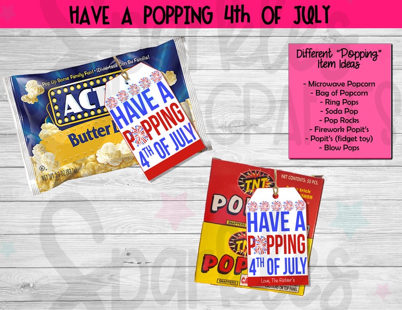Have a Popping 4th of July, Fourth of July Gift Tag, Party Favor Tag ...