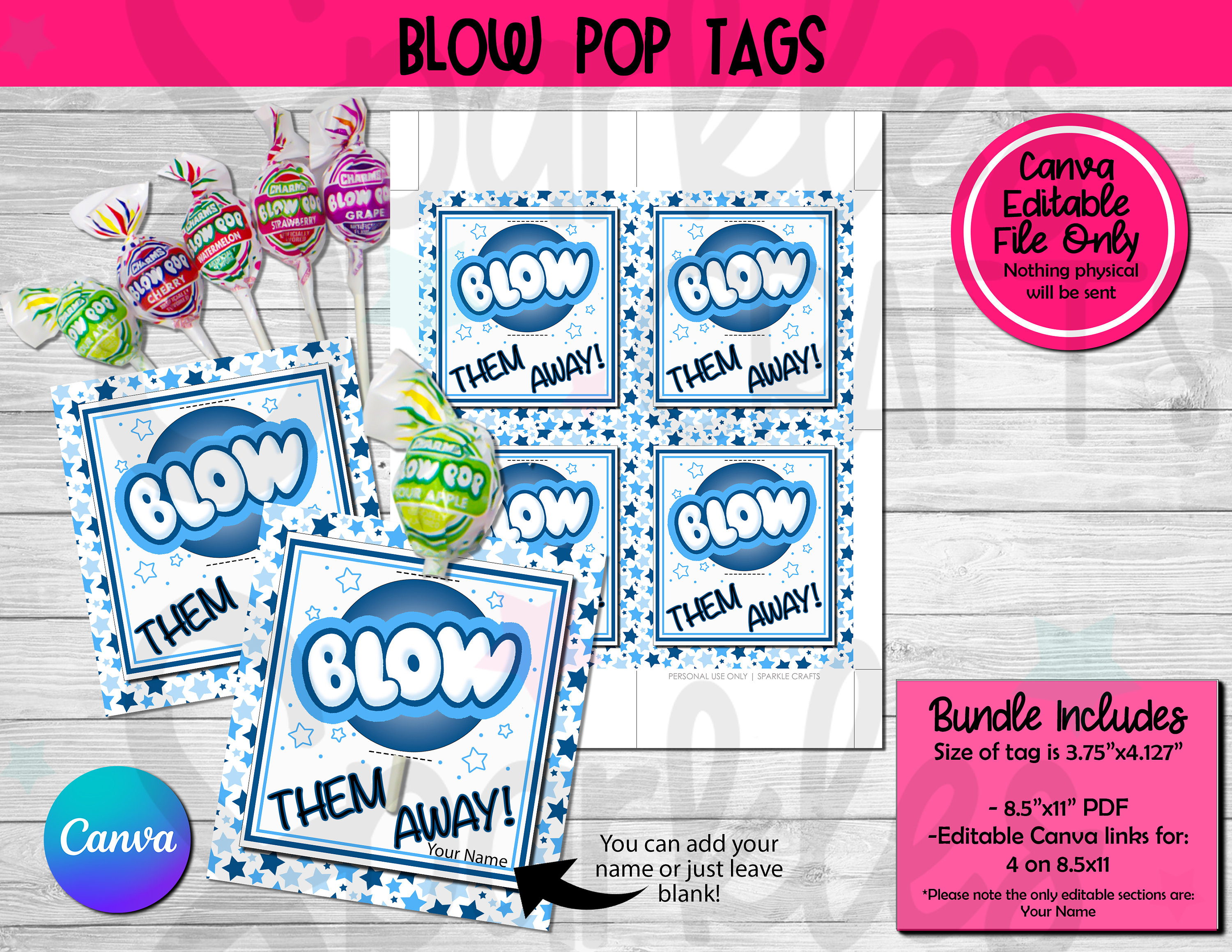 Blow Pop Tags | Blow Them Away | INSTANT EDITABLE DOWNLOAD | Team Gift ...