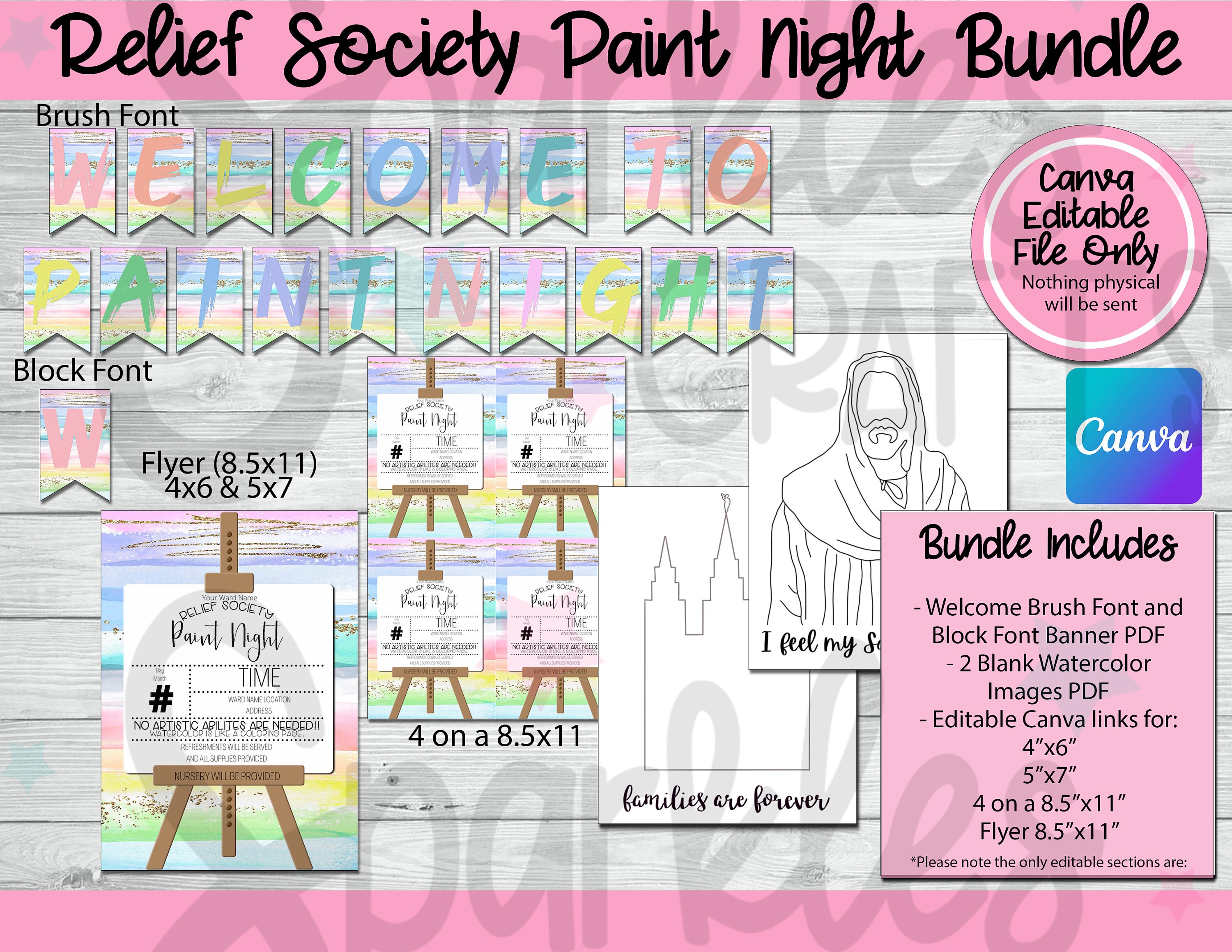 Paint Night Invite | Relief Society Paint Night Activity | Relief ...