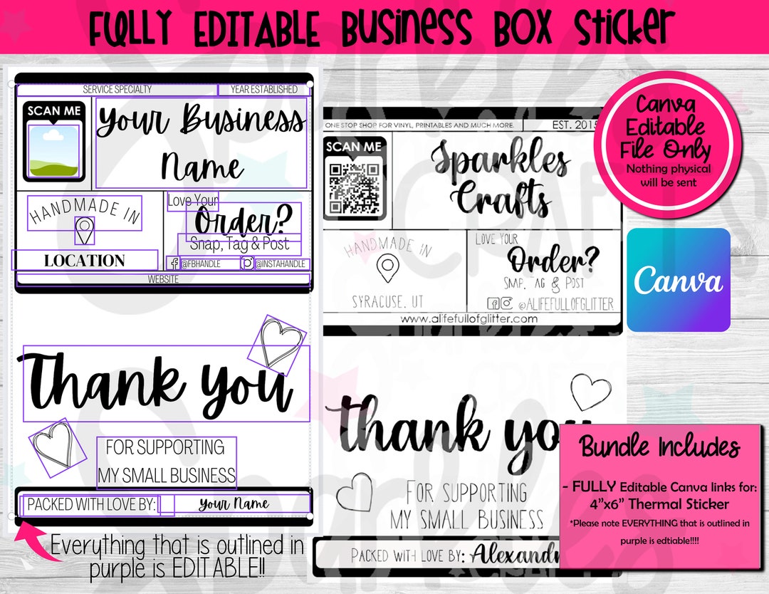 FULLY Editable Business Box Sticker | Thermal Sticker PNG Download ...