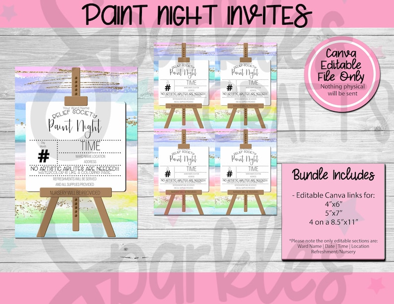 Paint Night Invite | Relief Society Paint Night Activity | Relief ...