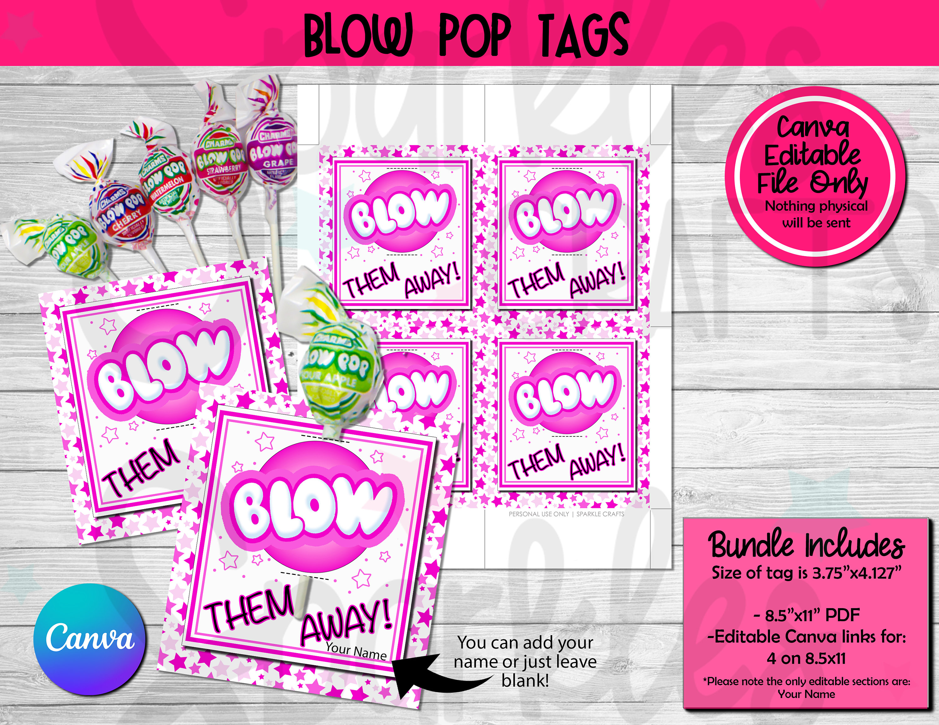 Blow Pop Tags | Blow Them Away | INSTANT EDITABLE DOWNLOAD | Team Gift ...